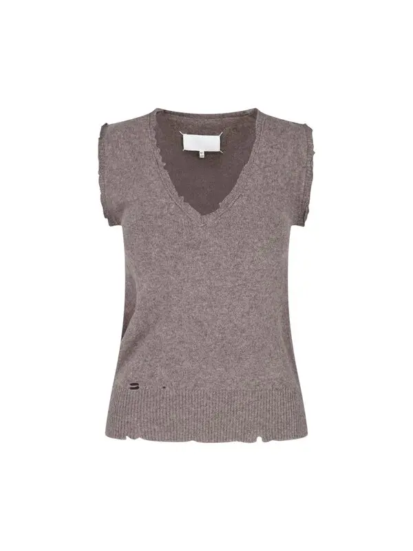 MAISON MARGIELA Wool V-neck Sleeveless Knit Top