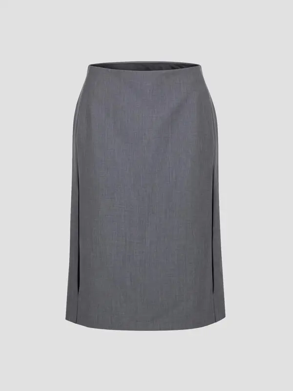 JIL SANDER Wool-mohair Midi Skirt 152 - Fog
