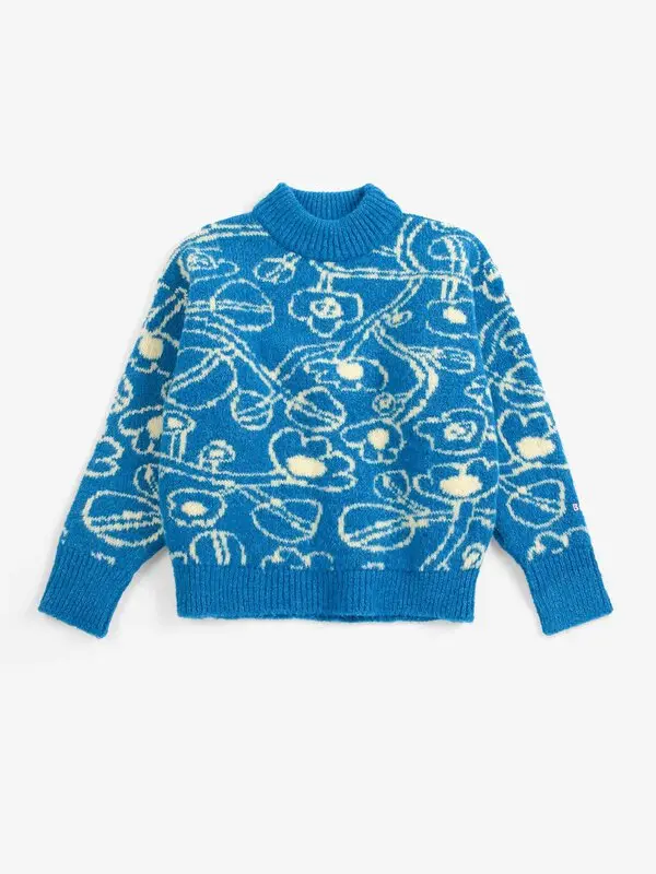 BOBO CHOSES Sketchy Flowers All-over Jacquard Jumper - Blue