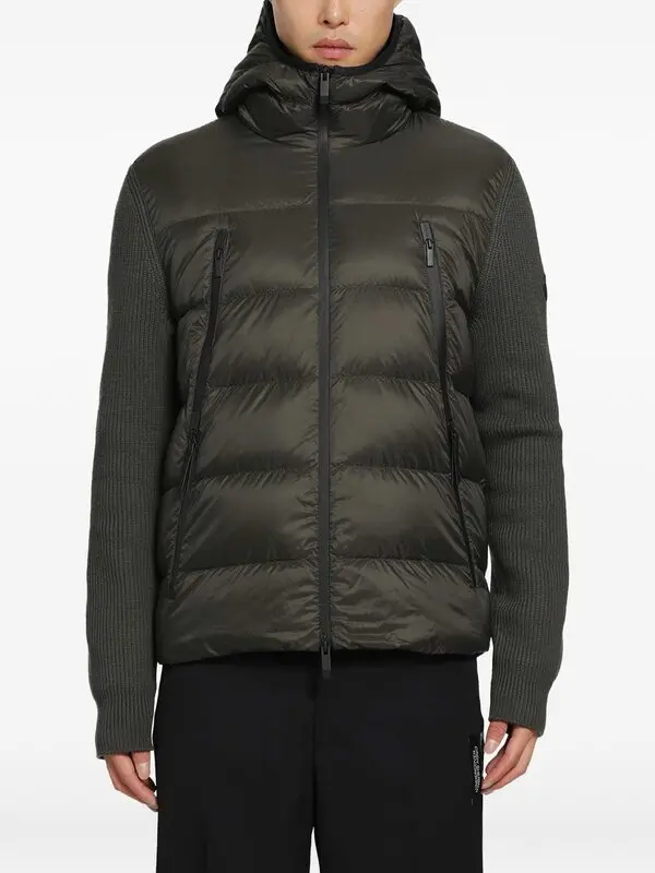Moncler Hooded Quilted Puffer Hybrid Jacket - Darkgreen