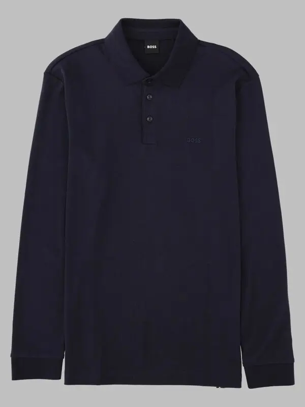 BOSS Regular Fit Long Sleeve Polo Shirt - Blue