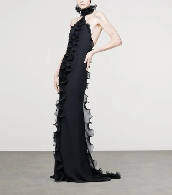 TOM FORD Silk Crepe Ruffle Maxi Dress