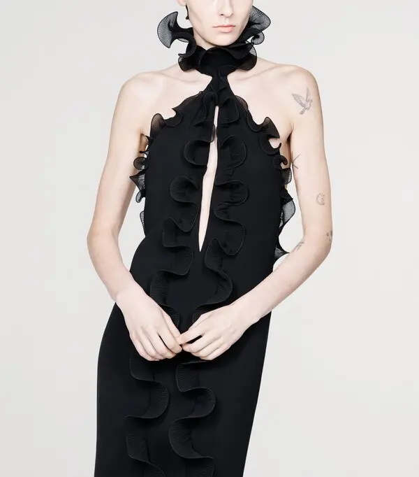 TOM FORD Silk Crepe Ruffle Maxi Dress