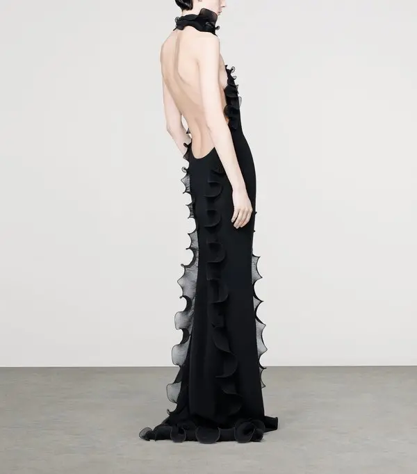 TOM FORD Silk Crepe Ruffle Maxi Dress