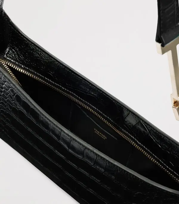 TOM FORD Small Croc-embossed Leather Arc Shoulder Bag