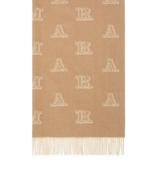 Max Mara Cashmere Logo Scarf - Beige