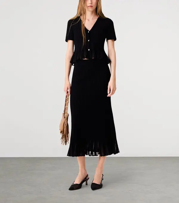 Maje Plissé Short-sleeve Cardigan