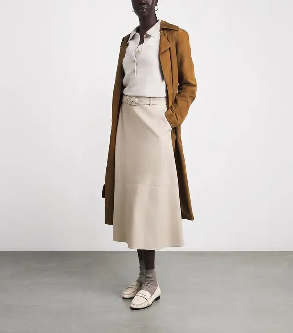 Max Mara Faux Leather Midi Skirt