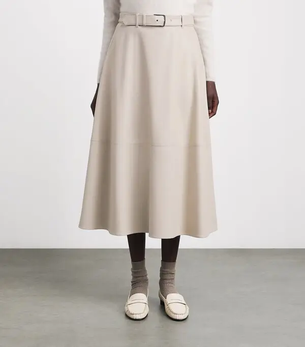 Max Mara Faux Leather Midi Skirt