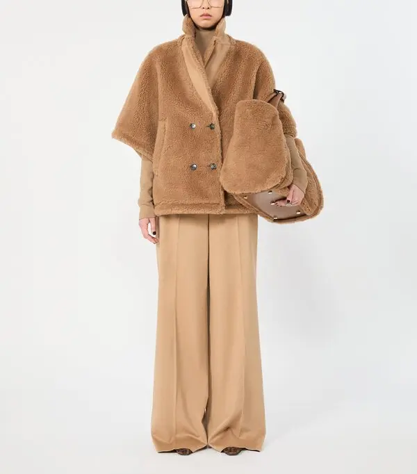 Max Mara Camel Wool Double-breasted Cape