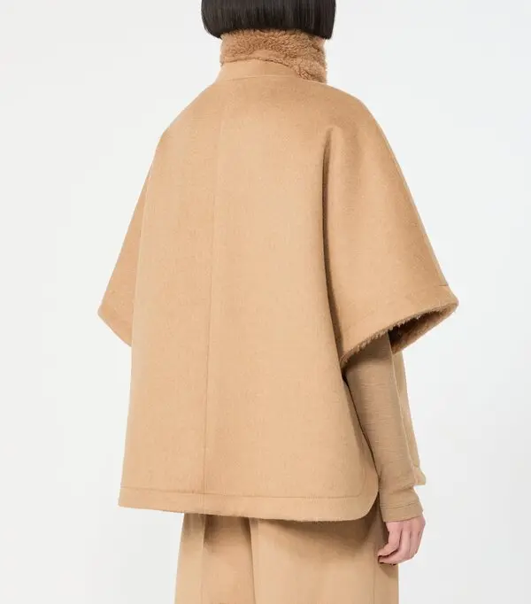 Max Mara Camel Wool Double-breasted Cape