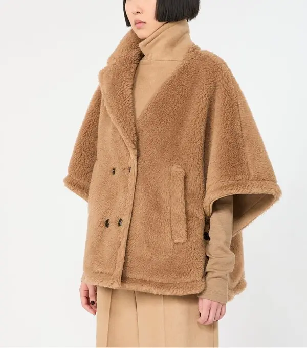 Max Mara Camel Wool Double-breasted Cape