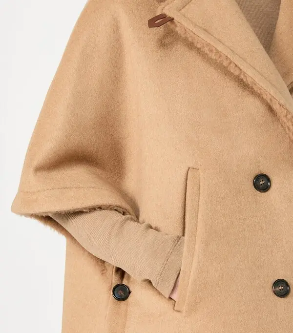 Max Mara Camel Wool Double-breasted Cape