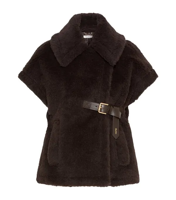 Max Mara Faux Fur Belted Cape