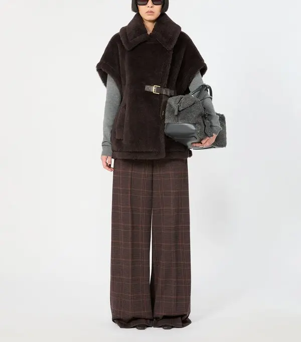 Max Mara Faux Fur Belted Cape