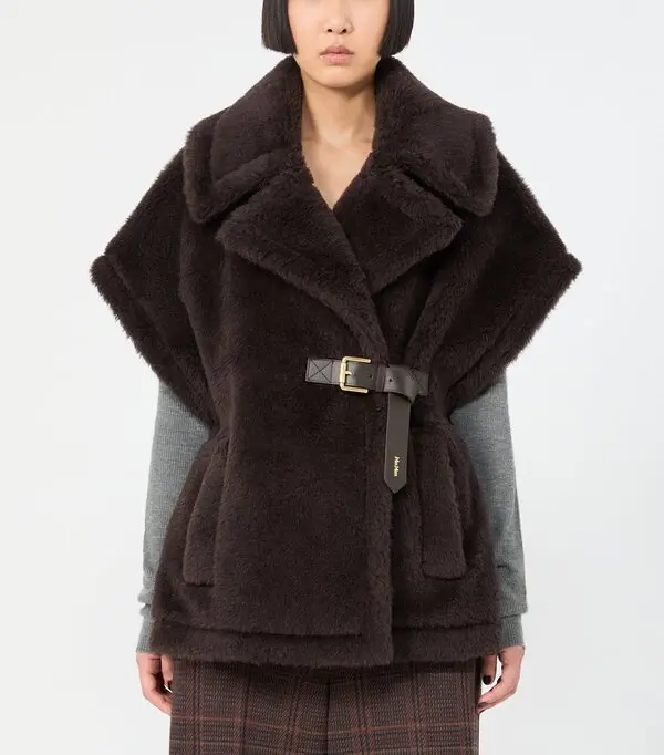 Max Mara Faux Fur Belted Cape