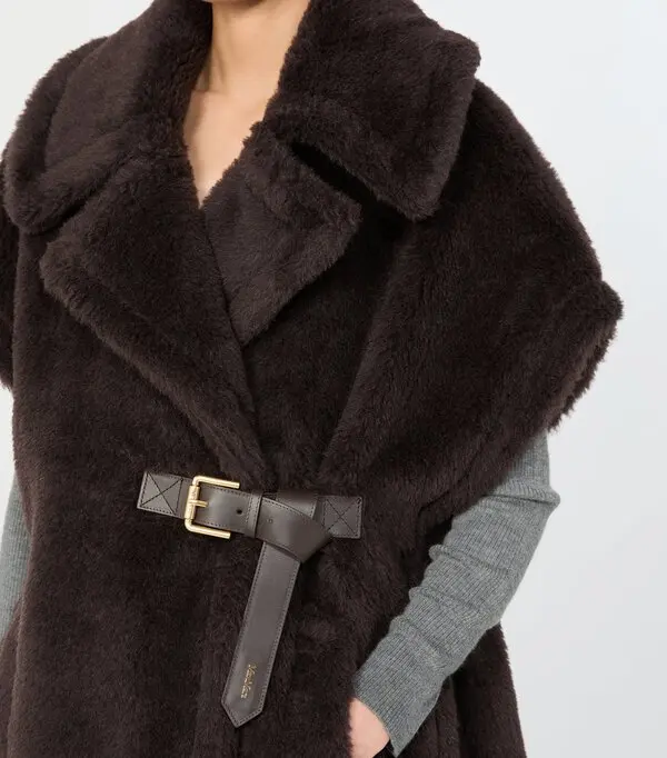 Max Mara Faux Fur Belted Cape