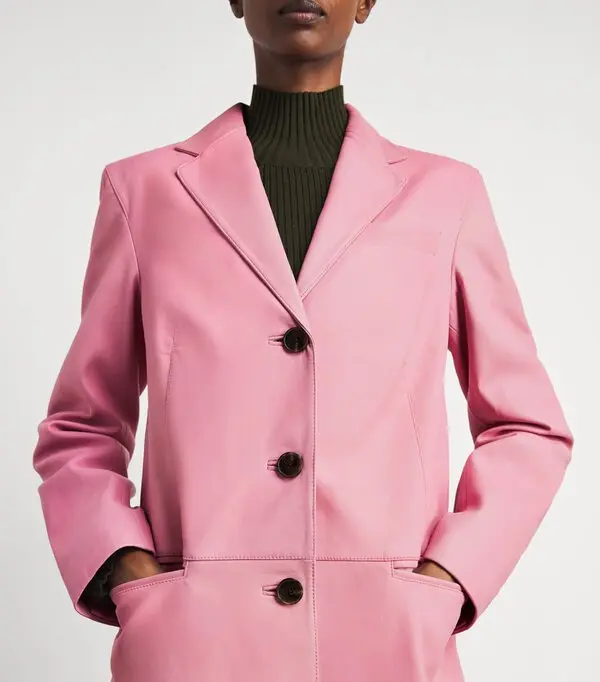 Staud Wyatt Leather Trench Coat - Pink