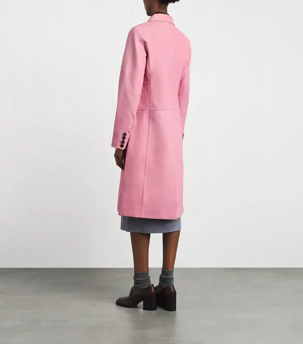 Staud Wyatt Leather Trench Coat - Pink