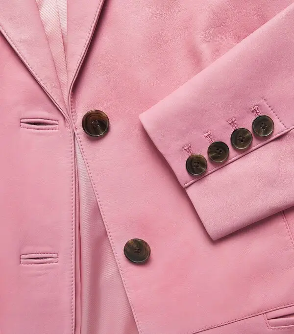 Staud Wyatt Leather Trench Coat - Pink