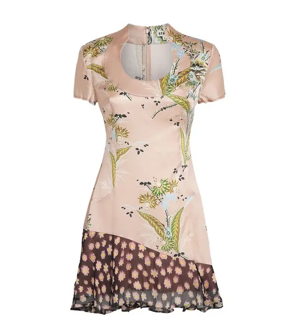Staud Silk-blend Printed Rae Mini Dress