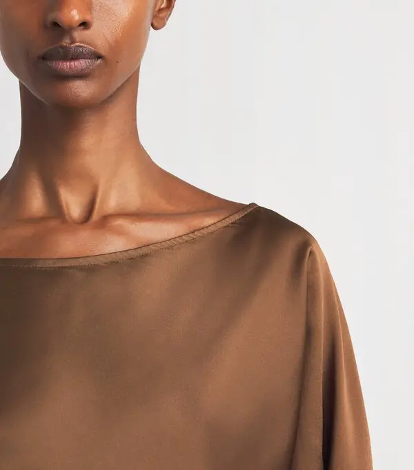 Staud Silk-blend Ruched Maxi Dress - Brown