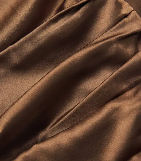 Staud Silk-blend Ruched Maxi Dress - Brown