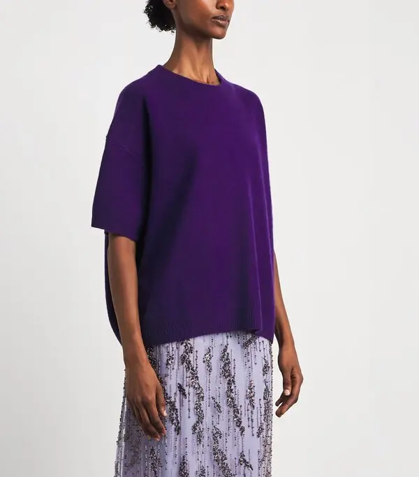Staud Cashmere Short-sleeve Sorrento Sweater - Navy