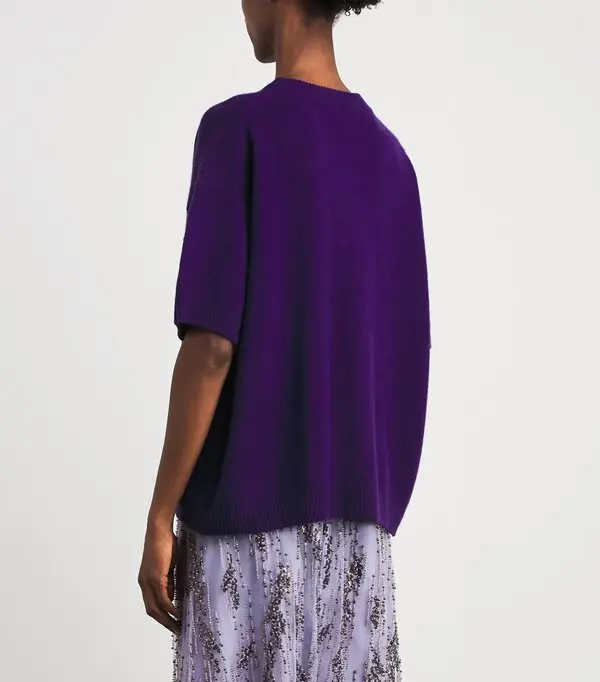 Staud Cashmere Short-sleeve Sorrento Sweater - Navy