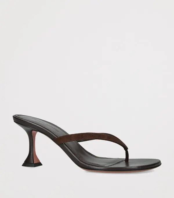 Amina Muaddi Suede Juliette Heeled Sandals 70