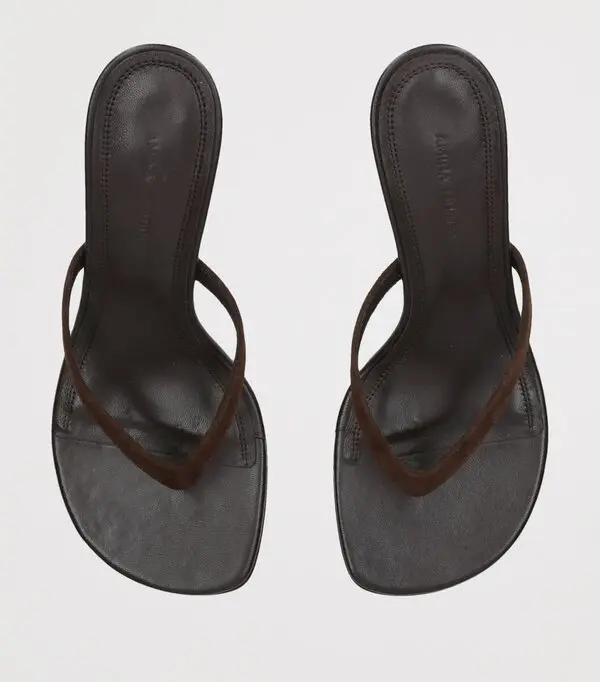 Amina Muaddi Suede Juliette Heeled Sandals 70