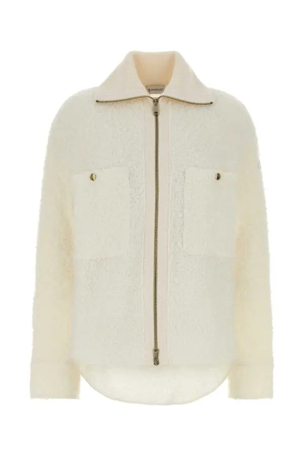 Moncler Ivory Boucle Cardigan - White
