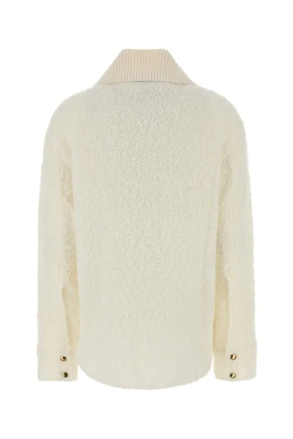 Moncler Ivory Boucle Cardigan - White