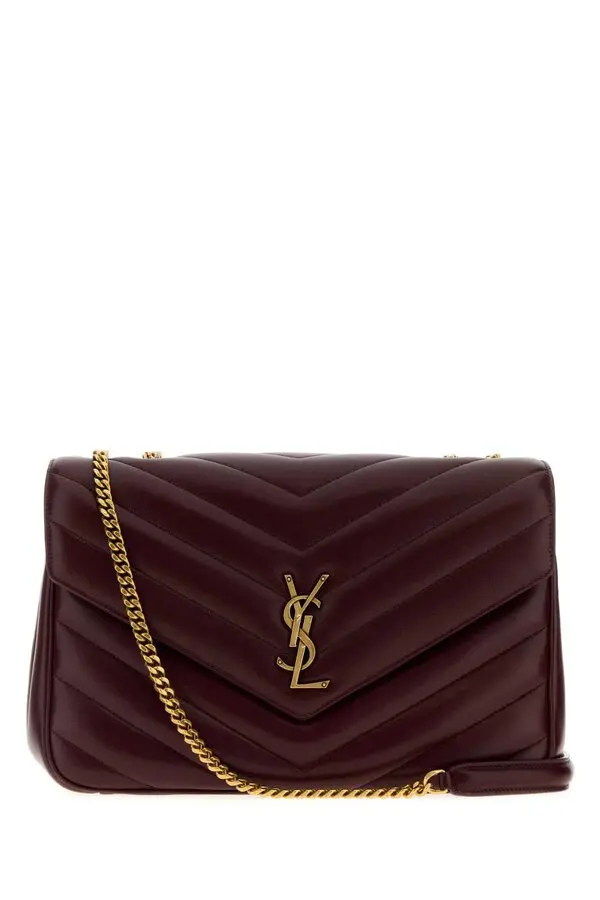 Saint Laurent Burgundy Leather Large Lou Lou Shoulder Bag - Red