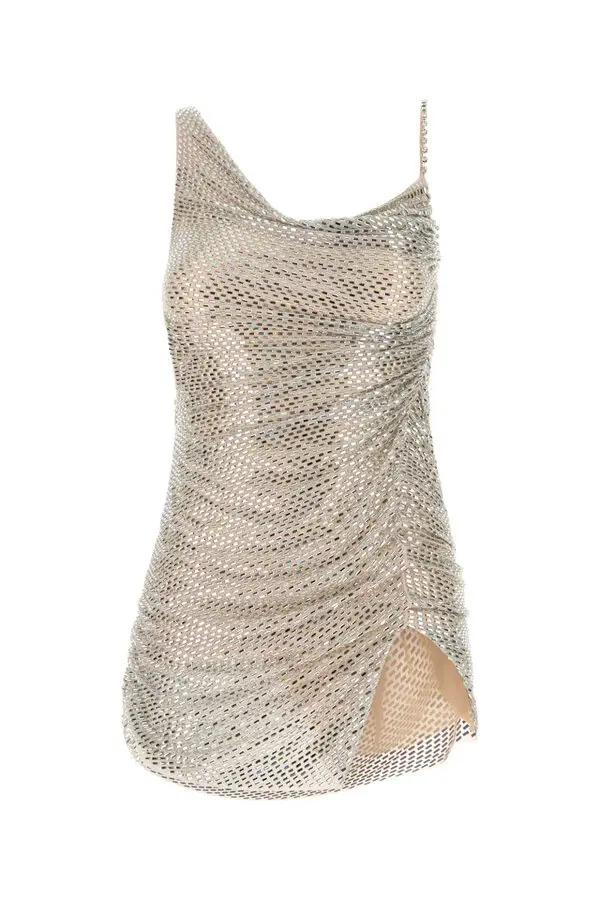 SELF-PORTRAIT Embellished Stretch Tulle Mini Dress - Multicolor