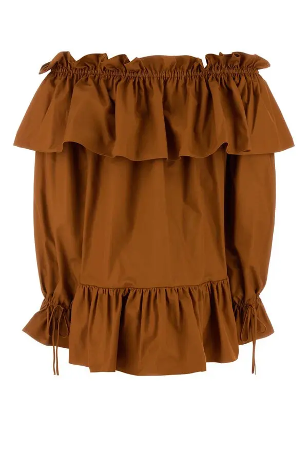 Saint Laurent Caramel Twill Mini Dress - Brown
