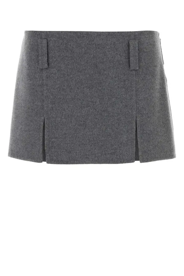 Miu Miu Grey Wool Blend Mini Skirt