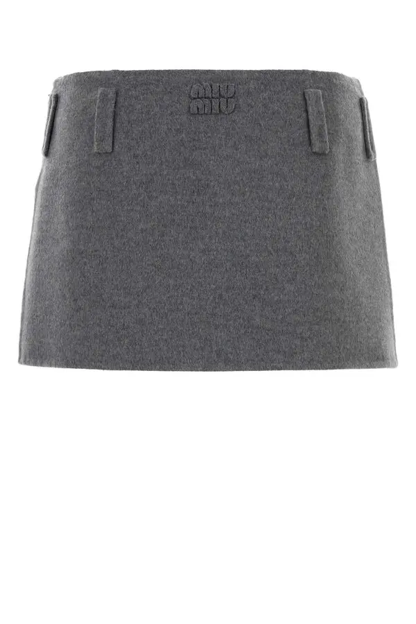 Miu Miu Grey Wool Blend Mini Skirt