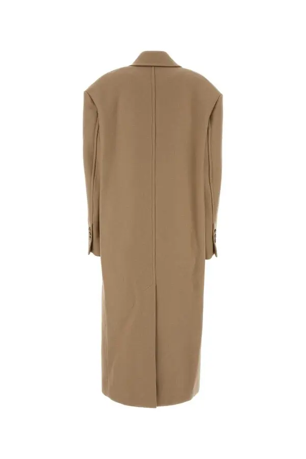 AMI Paris Beige Wool Coat - Brown