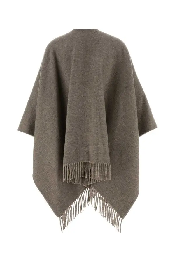 Fendi Grey Cashmere And Wool Reversible Cape - Gray