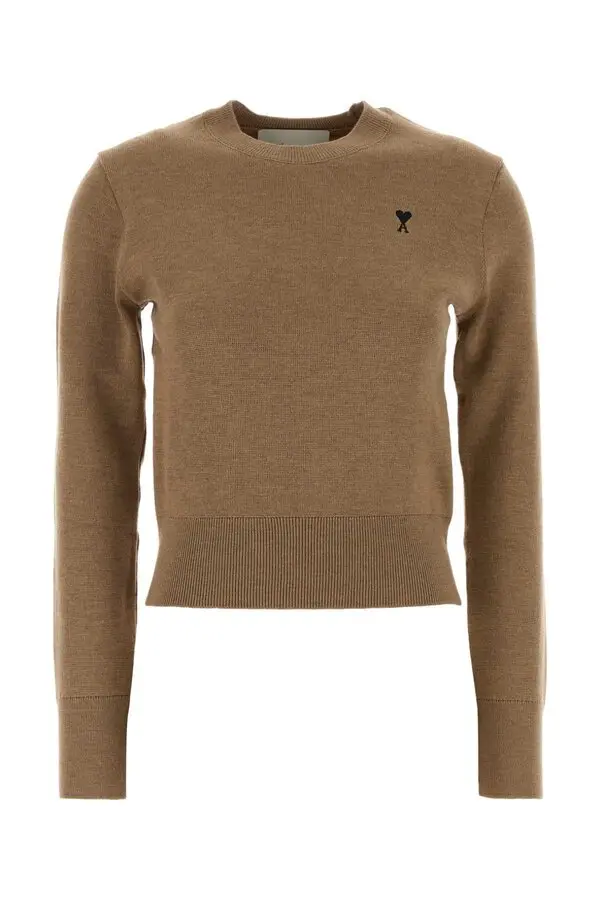 AMI Paris Camel Wool Sweater - Brown