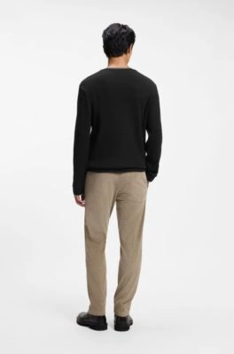 BOSS Long-sleeve T-shirt In Waffle-textured Stretch Cotton - Black