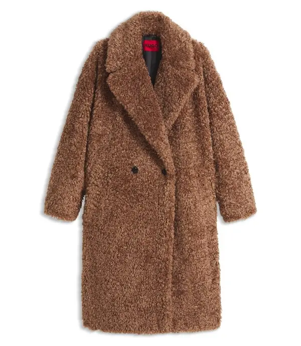 Hugo Oversized-fit Teddy Coat With Double-breasted Closure