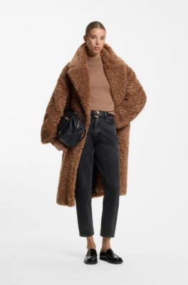 Hugo Oversized-fit Teddy Coat With Double-breasted Closure