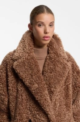 Hugo Oversized-fit Teddy Coat With Double-breasted Closure