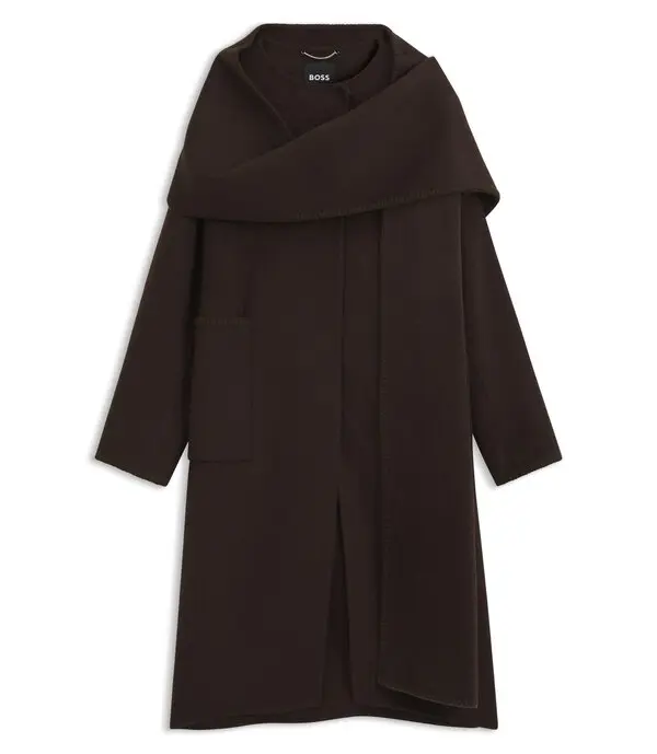 BOSS Wool-blend Coat With Detachable Scarf