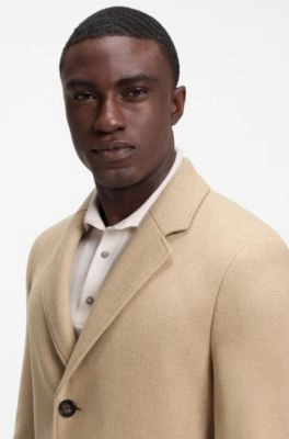 BOSS Slim-fit Coat In A Wool Blend - Beige