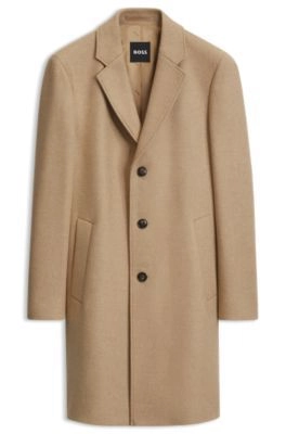 BOSS Slim-fit Coat In A Wool Blend - Beige
