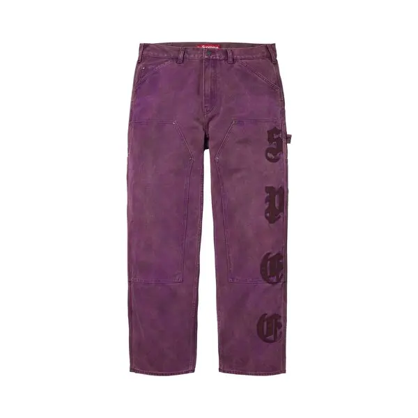 Supreme Leather Appliqué Double Knee Painter Pant - Purple