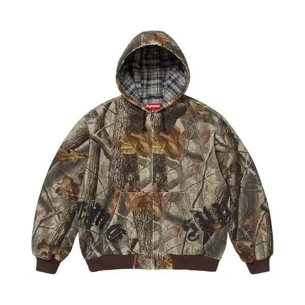 Supreme Leather Appliqué Hooded Work Jacket 'realtree Hardwoods Camo
